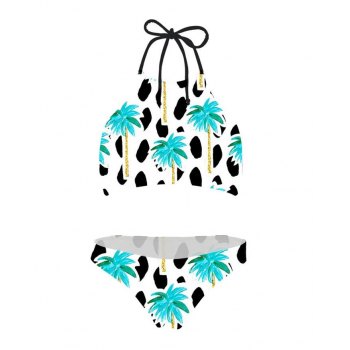 Emmiol Free shipping 2024 Coconut Tree Print Hanging Neck Triangle ...