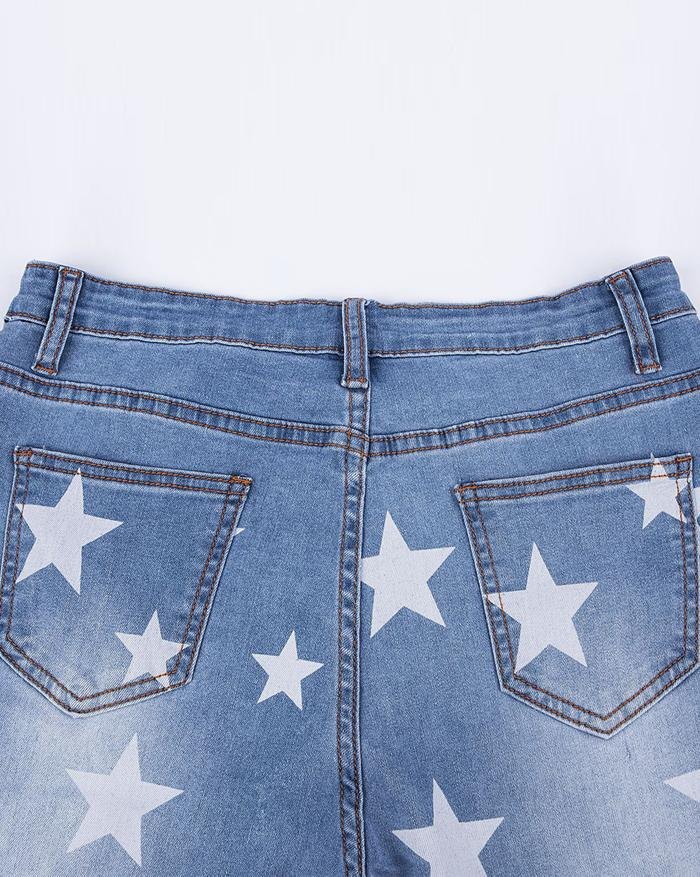 Emmiol Free shipping 2025 Full Spray Print Craft Star Jeans Blue S in ...