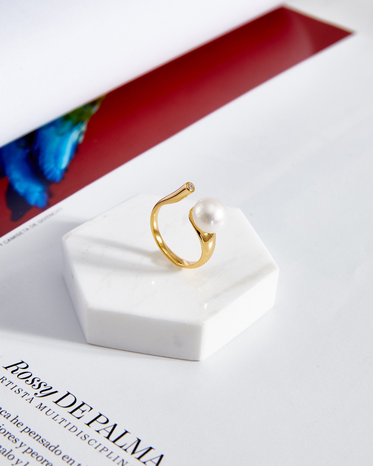 Emmiol Free shipping 2025 Golden Pearl Inlay Ring Golden ONE SIZE in ...