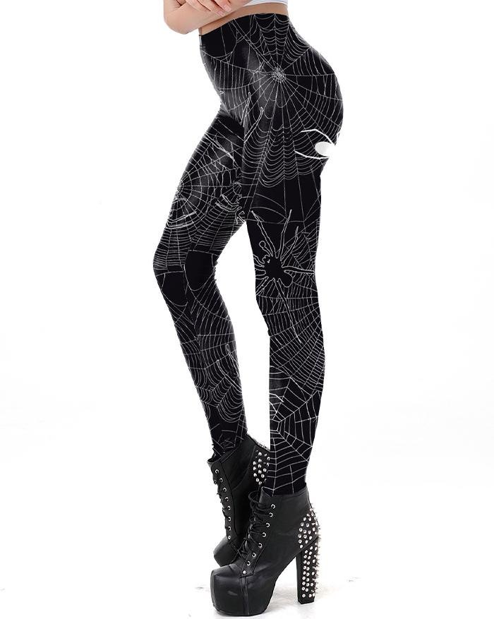 Emmiol Free shipping 2025 High Waist Spider Web Element Printed Active ...