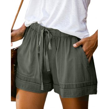 Emmiol Free shipping 2025 Wide leg loose high waist elastic tie Short ...