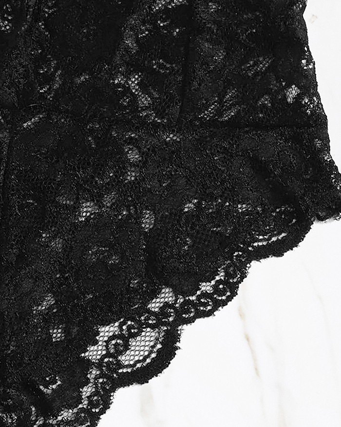 Emmiol Free shipping 2025 Halter Transparent Lace Backless One-Piece ...