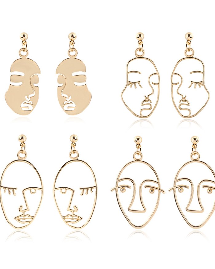 Emmiol Free shipping 2025 Personality Abstract Face Earring ONE SIZE in ...