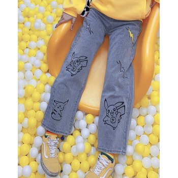 Emmiol Free shipping 2026 Harajuku Cartoon Pikachu Jeans Blue S in ...