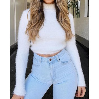 Emmiol Envío gratis 2024 Suéter tipo pulóver recortado de Mink Fluff ...