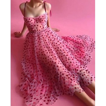 2020 Heart Beaded Mesh Sling Maxi Dress Pink M In Maxi Dresses Online ...