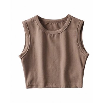 Emmiol Free shipping 2026 Yoga Solid Cropped Tank Top Camel S in Tank ...