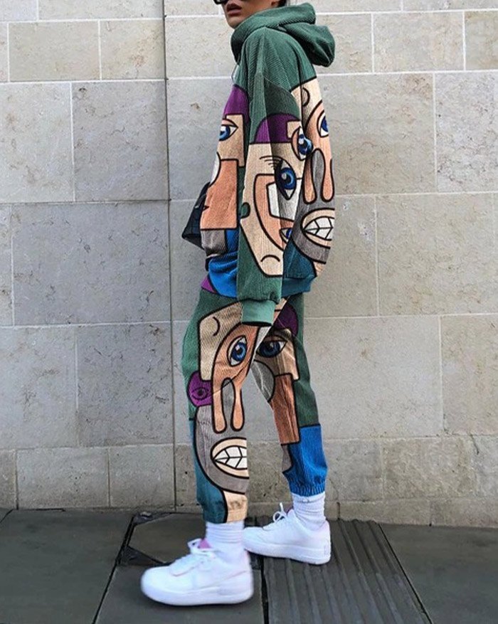 Emmiol Free shipping 2024 Abstract Printed Casual Two-Piece Outfit ...