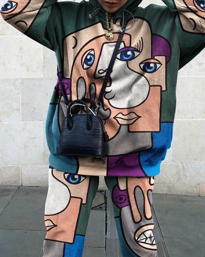 Emmiol Free shipping 2025 Abstract Printed Casual Two-Piece Outfit ...