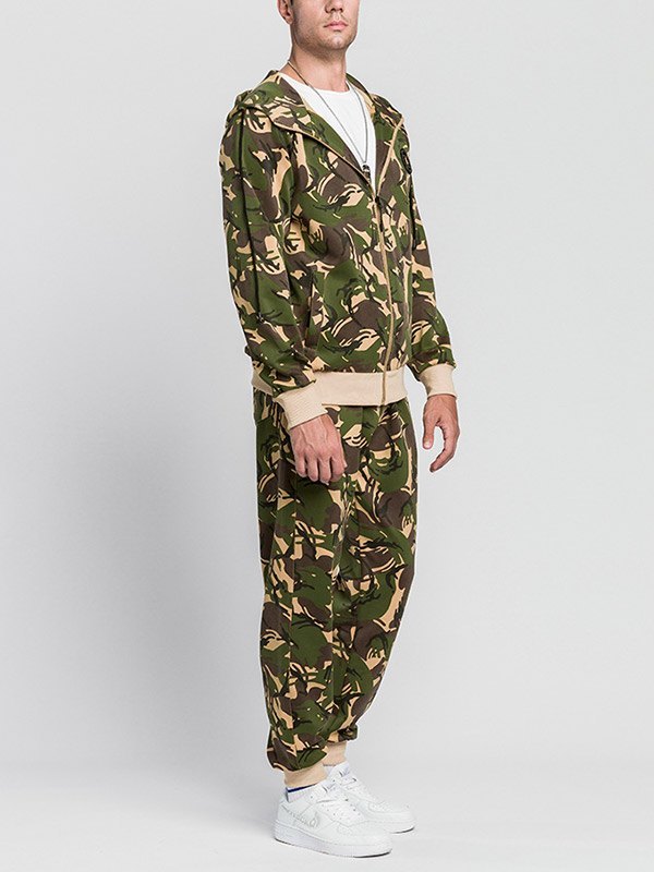 Emmiol Free shipping 2025 Men's Camo Print Tracksuit Two-Piece Outfit ...