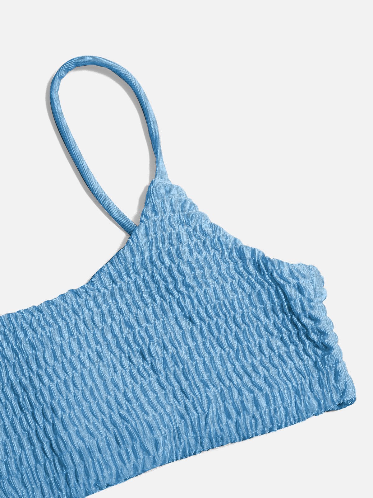 Emmiol Free Shipping 2024 Smocked Low Rise Bikini Set Blue M In Bikini