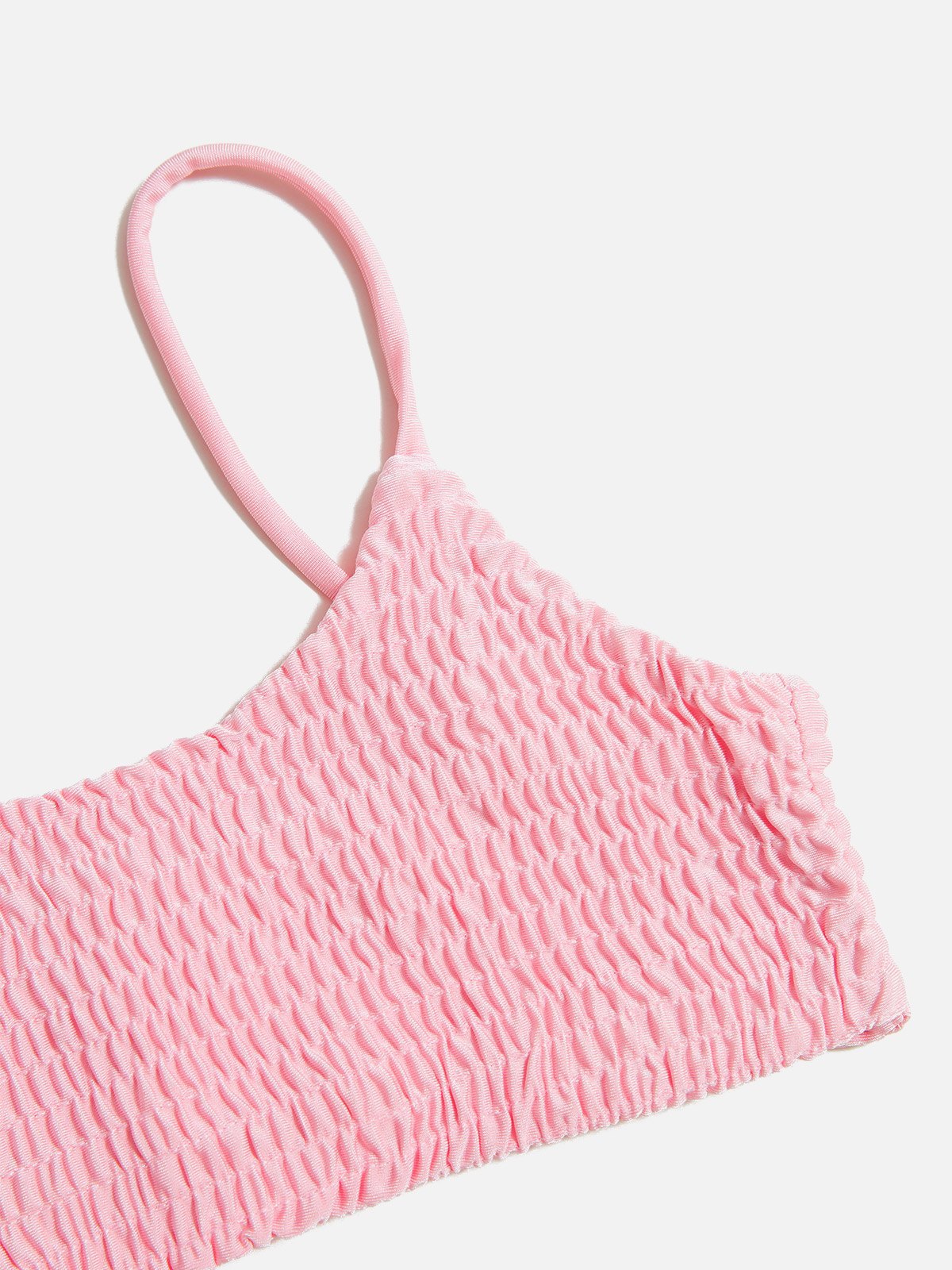 Emmiol Free Shipping 2025 Smocked Low Rise Bikini Set Pink S In Bikini