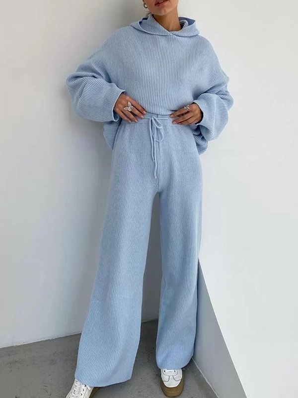 Emmiol Free shipping 2025 Ribbed Solid Lounge Set Blue L in Lounge Set ...