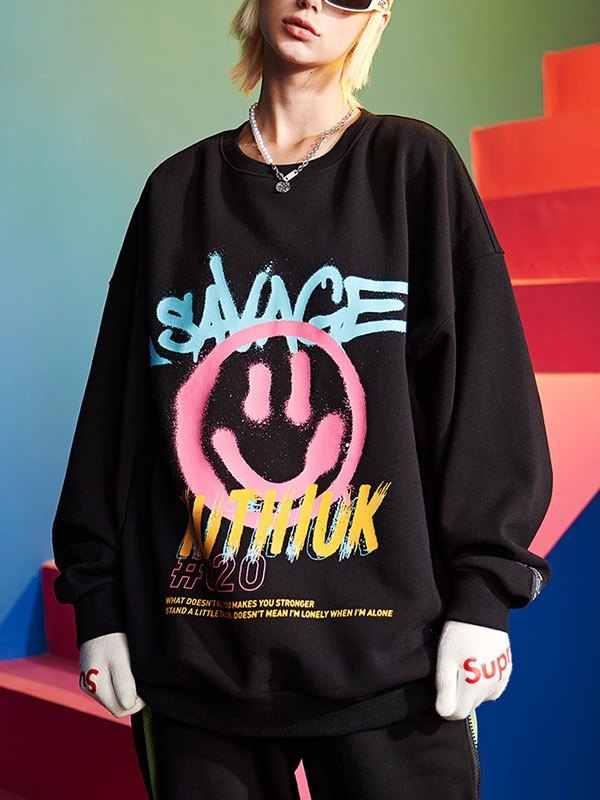 Emmiol Spedizione gratuita 2023 Felpa con stampa Savage Smile Graffiti ...