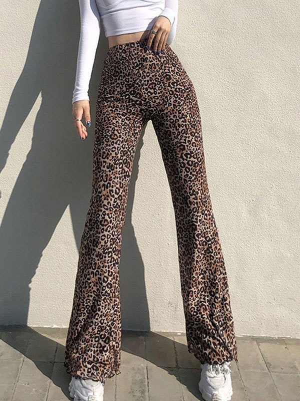 2021 Leopard Print Flare Leg Pants Leopard Print S In Pants Online ...