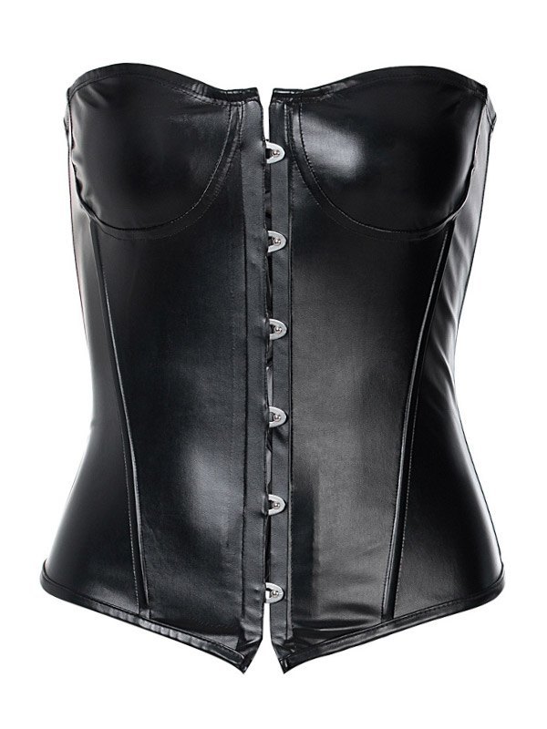 Emmiol Envío gratis 2025 Bustier bandeau con gancho de cuero Pu Negro L ...