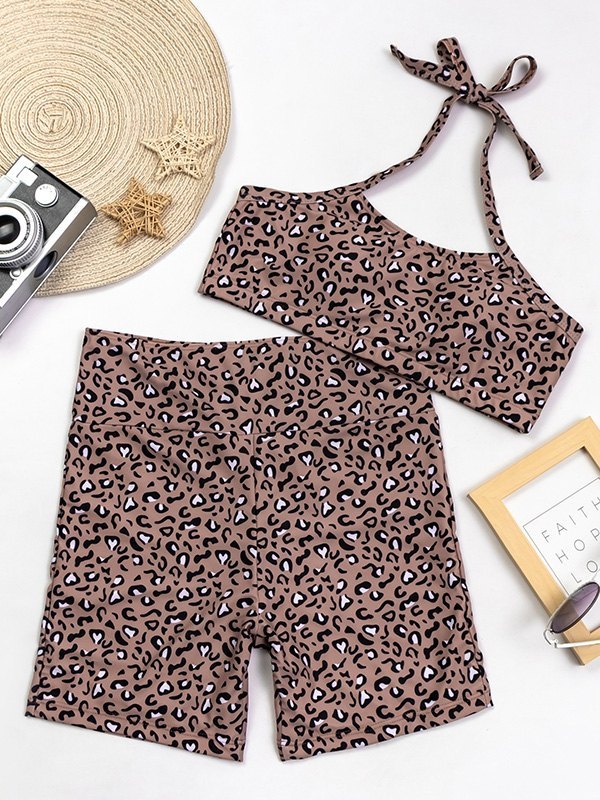 Emmiol Free shipping 2024 Leopard Print Tankini Swimsuit Leopard Print ...