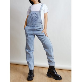 Emmiol Free shipping 2026 Smiley Face Embroidered Overall Blue S in ...