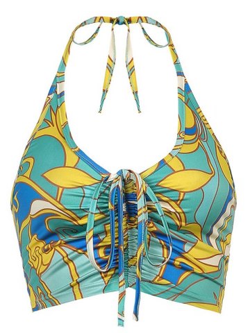 Emmiol Free shipping 2025 Swirl Halter Crop Cami Top Green L in Tank Tops & Camis online store ...