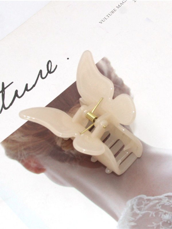 Emmiol Free shipping 2025 1Pcs Butterfly Mini Claw Clip Beige ONE SIZE ...