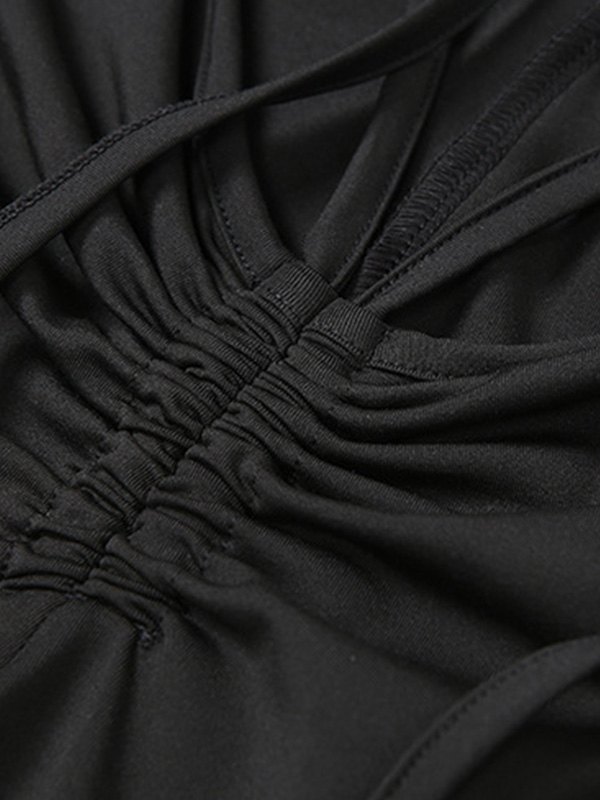 Emmiol Free shipping 2023 Drawstring Halter Top & Tie Back Ruched Pants ...