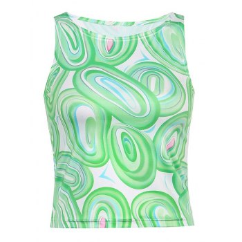Emmiol Free shipping 2025 Swirl Print Crop Tank Top Green S in Tank Tops & Camis online store ...