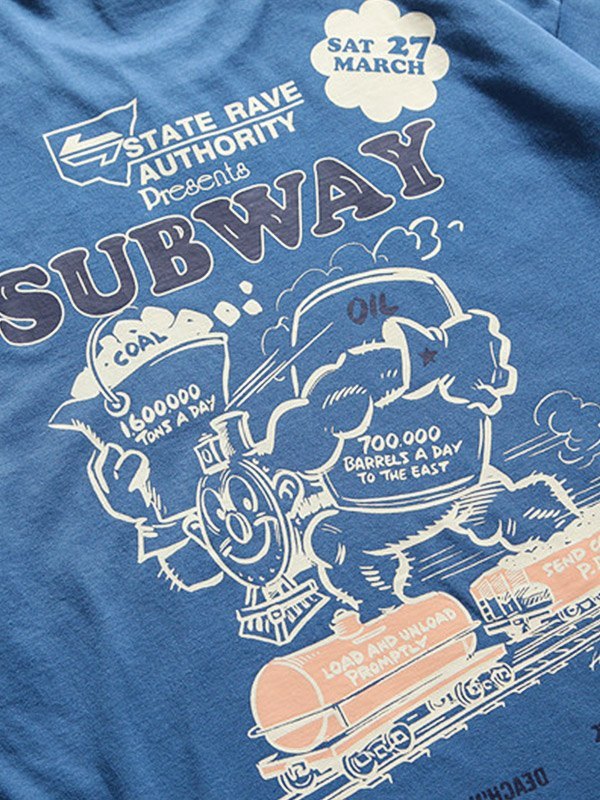 Emmiol Free shipping 2026 Subway Graphic Oversized Tee Blue XL in Short ...