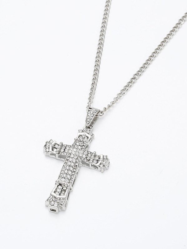 Emmiol Free shipping 2025 Hip-Hop Cross Pendant Necklace Silver ONE ...