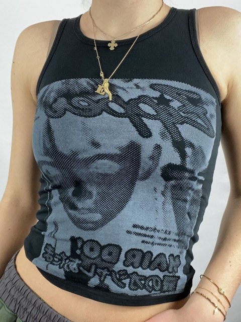 2022 Gothic Screen Print Crop Tank Top Red S In Tank Tops & Camis ...