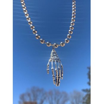 Emmiol Free shipping 2025 Hip-Hop Skeleton Hand Pendant Necklace Silver ...