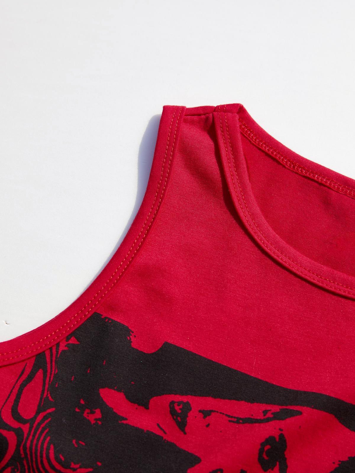 2022 Gothic Screen Print Crop Tank Top Red S In Tank Tops & Camis ...