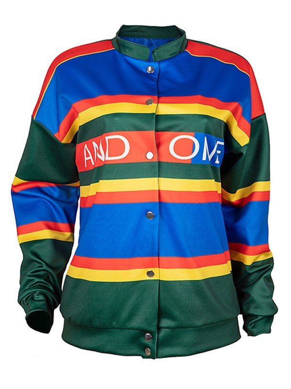2021 Rainbow Stripe Buttoned Jacket Black M In Jackets & Coats Online ...