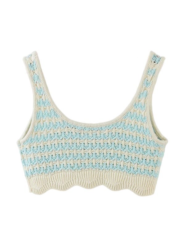 Emmiol Free Shipping 2023 Curvy Crochet Knit Crop Tank Top As The