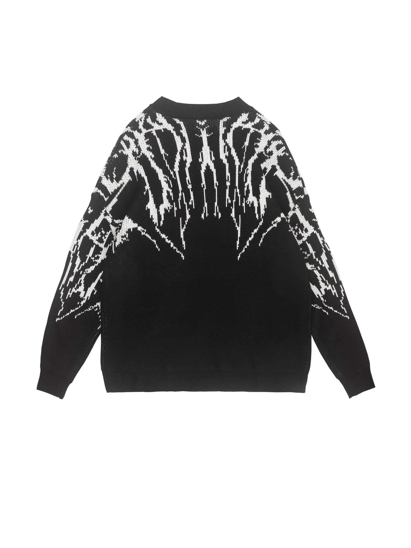 Emmiol Free shipping 2026 Oversized Demon Print Pullover Sweater Black ...