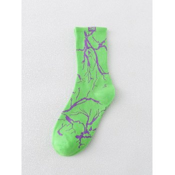 Emmiol Free shipping 2025 Lightning Print Socks Green ONE SIZE in Socks ...