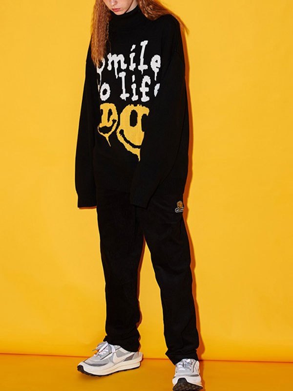 2022 Suéter de punto jacquard Drip Smile Negro XL In Suéteres Online ...