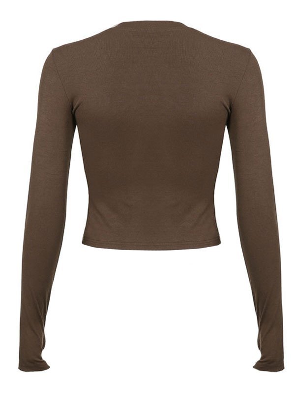 emmiol.com: Photo Gallery - Basic Solid Long Sleeve Crop Top