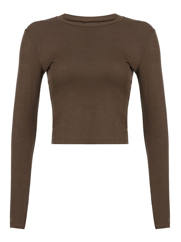 emmiol.com: Photo Gallery - Basic Solid Long Sleeve Crop Top