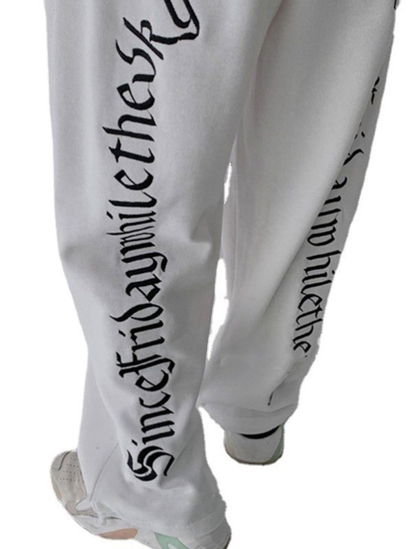 Emmiol Free shipping 2026 Back Letter Print Jogger Pants White M in ...