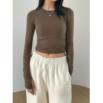 emmiol.com: Photo Gallery - Basic Solid Long Sleeve Crop Top