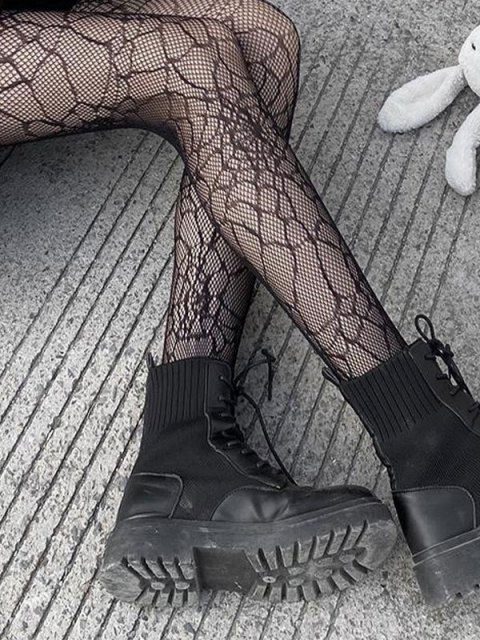 2022 Vine Pattern Mesh Tights White ONE SIZE In Socks Online Store ...