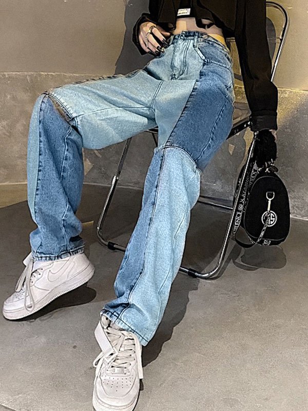 Emmiol Free shipping 2025 Vintage Patchwork Boyfriend Jeans Blue S in ...