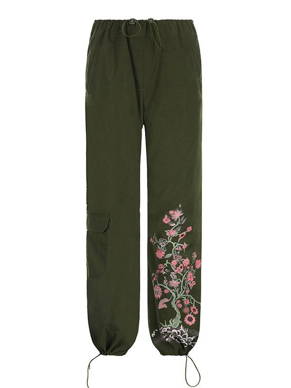 Emmiol Free shipping 2026 High Waist Floral Cargo Pants Chive M in ...