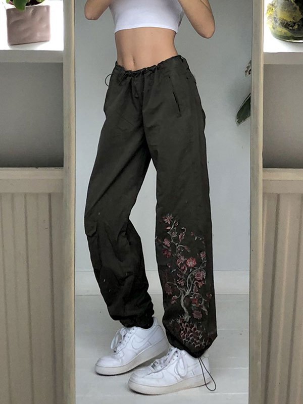 Emmiol Free shipping 2026 High Waist Floral Cargo Pants Chive M in ...