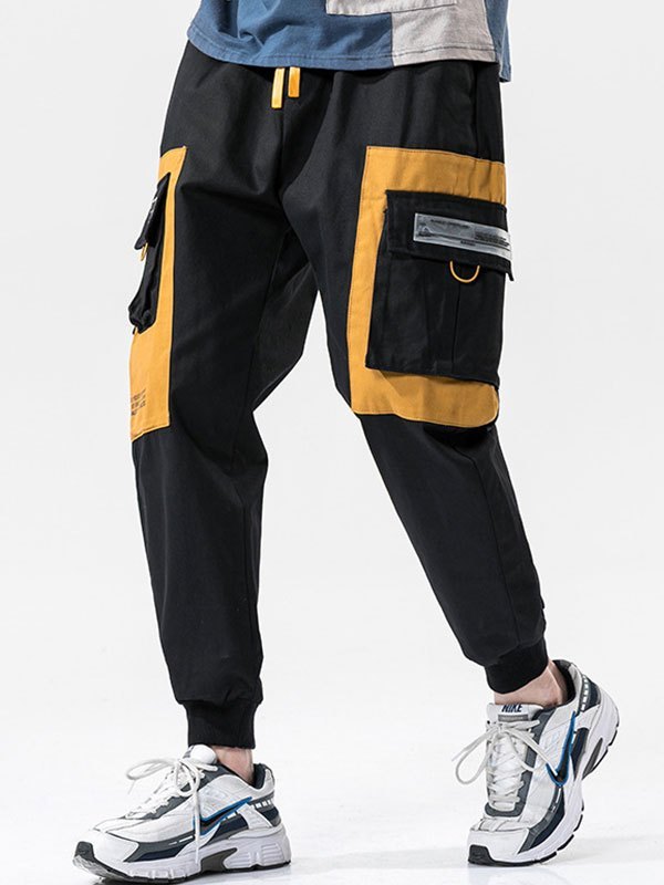 Emmiol Free shipping 2025 Men's Patchwork Cargo Pants Black L in Pants online store. | EMMIOL