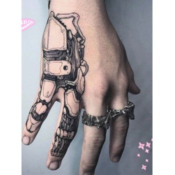 Emmiol Free shipping 2025 Men's Machine Hand Pattern Tattoo Sticker ...
