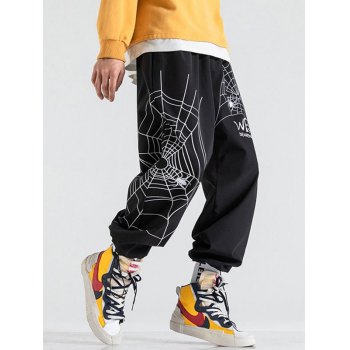 Emmiol Free shipping 2025 Men's Spider Web Printed Cargo Pants Black M ...
