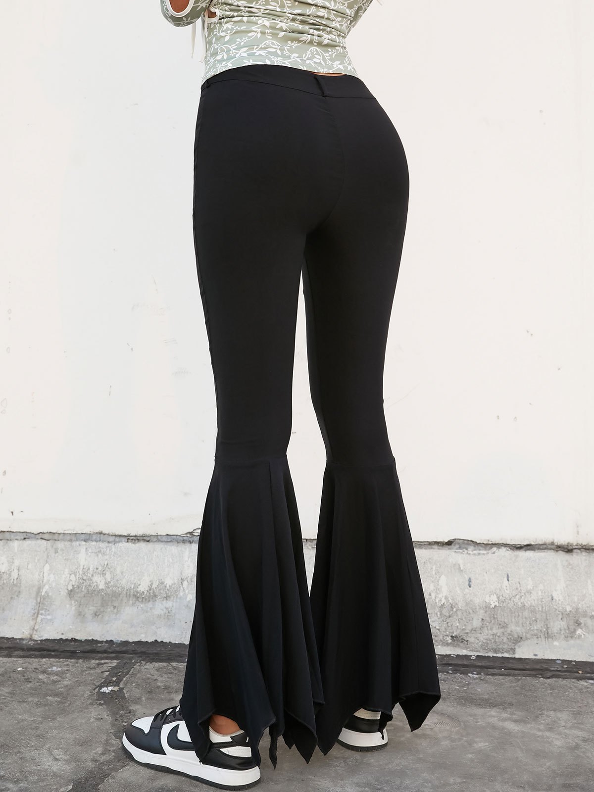 Emmiol Free shipping 2025 Lace Up Stretch Flare Leg Pants Black M in ...