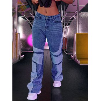 Emmiol Free shipping 2026 Vintage Washed Patchwork Boyfriend Jeans Blue ...