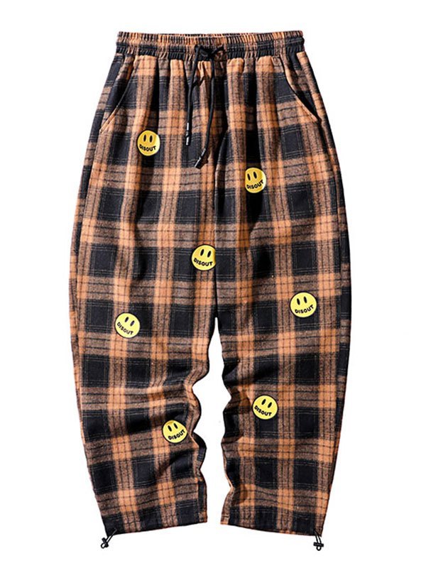 Emmiol Free shipping 2026 Men's Smile Checkered Print Jogger Pants ...
